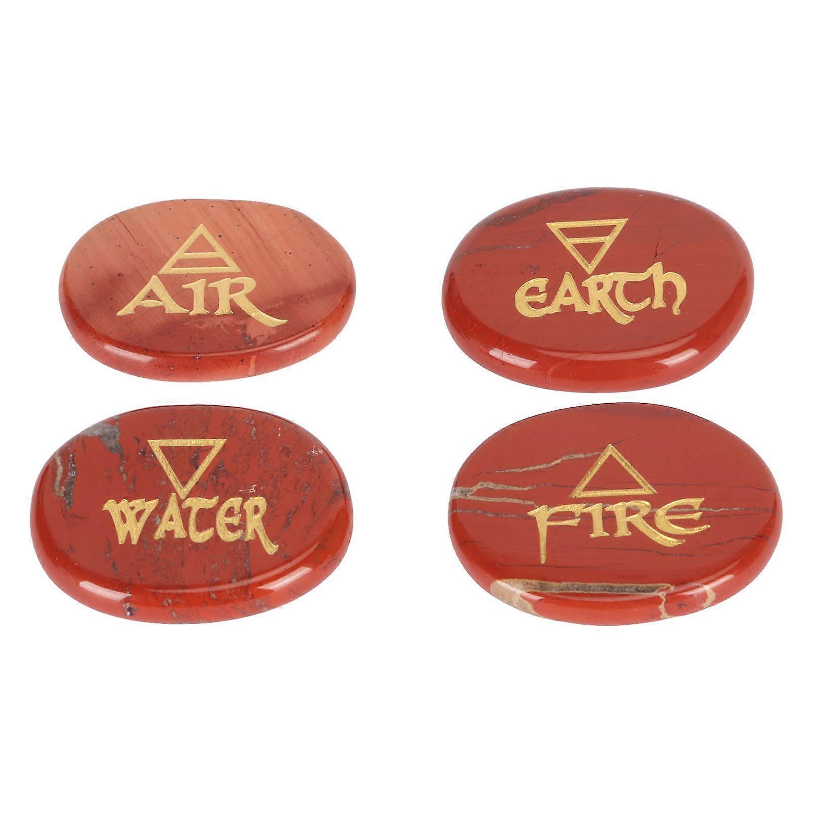 4 Elements Assorted Stones Engraved Triangular Symbols Earth Air Fire ...