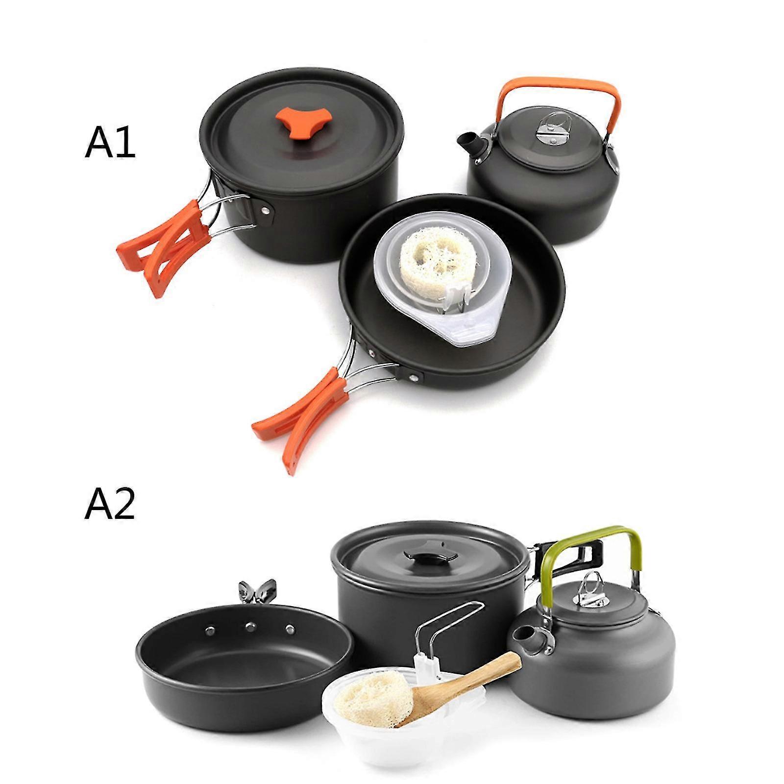 Camping Cookware Set, Hard Anodized Aluminum Outdoor Pots And Pans ...