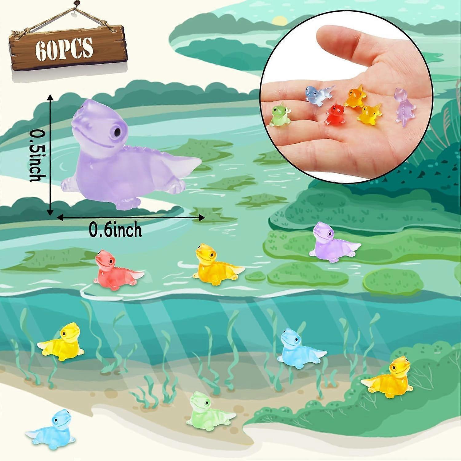 60Pcs Luminous Mini Resin Lizard, Miniature Lizard Figurines Glow in ...