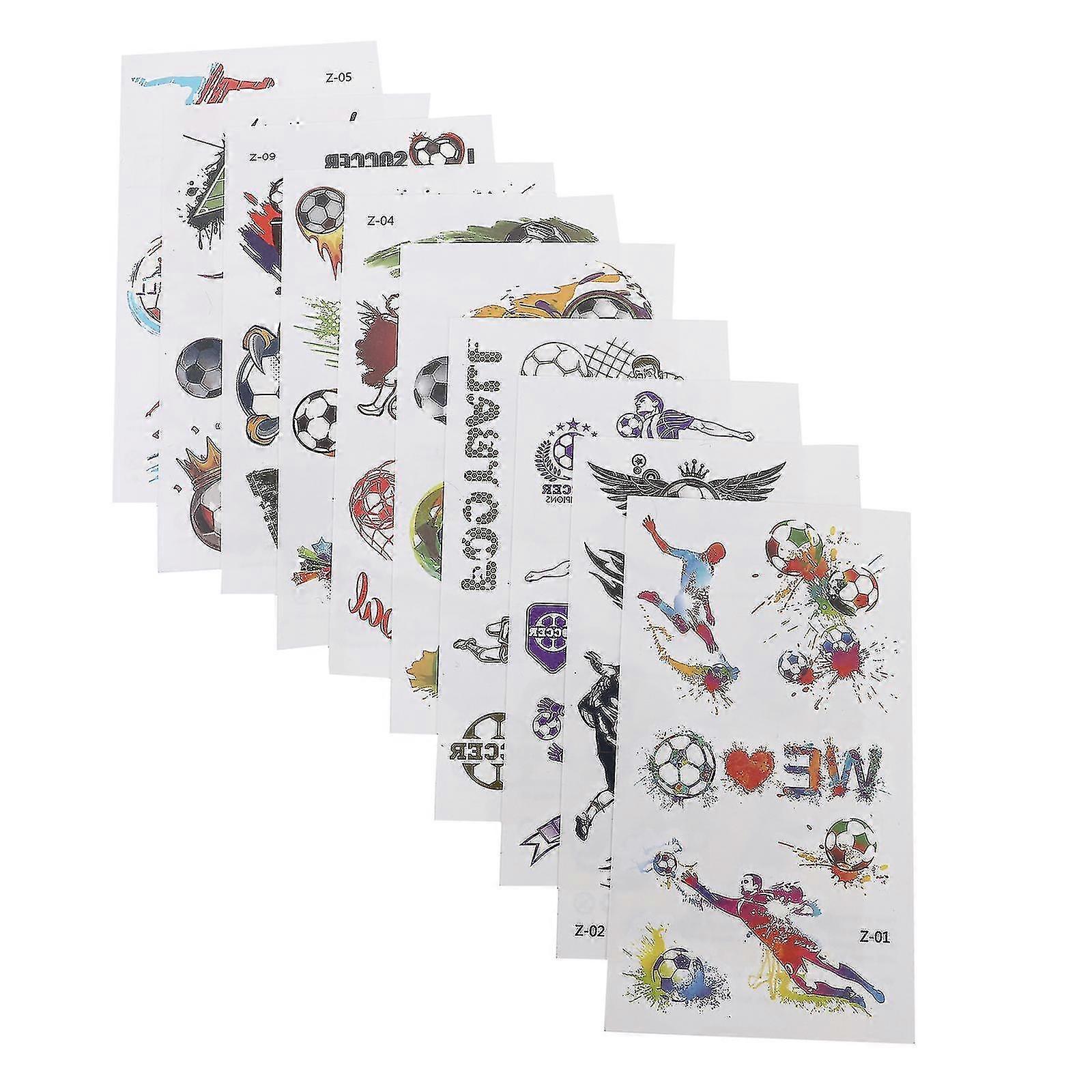10 Sheets Body Temporary Tattoos Kids Soccer Ball Tattoos Sticker ...