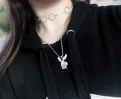 Playboy Bunny Necklace 24" Rolo Chain In 304 Stainless, With Antiqued ...