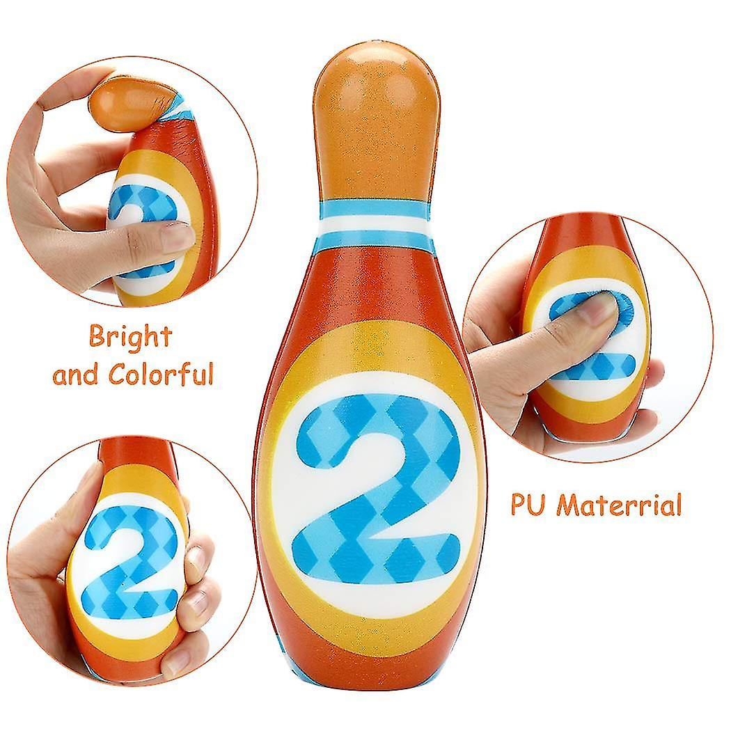 Kids Bowling Set With 10 Bowling Pins & 2 Balls, Educational Early ...