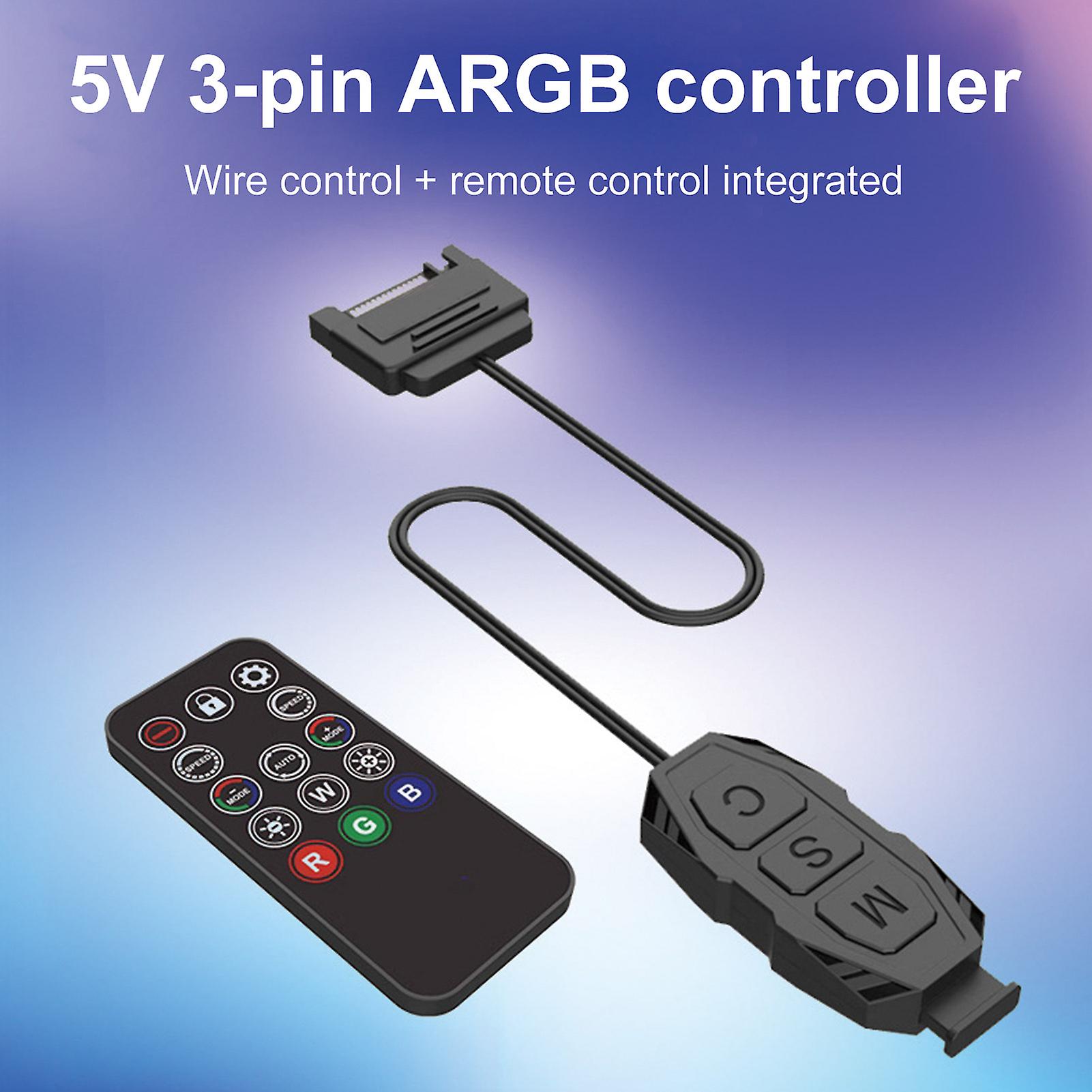 ARGB Controller with 14 Keys Remote Control 5V 3Pin to SATA Power ...