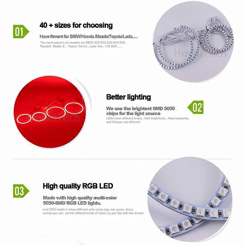 RGB multi-color RF Remote Control Halo Rings DRL LED Angel Eyes Kit For ...