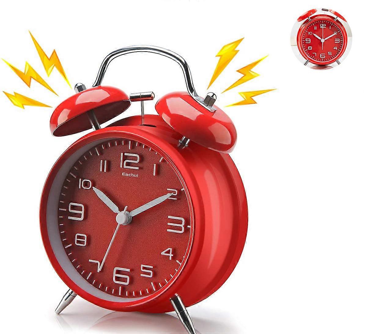 Double Bell Alarm Clock with Night Light, Large 4 Inch Face, Analog ...