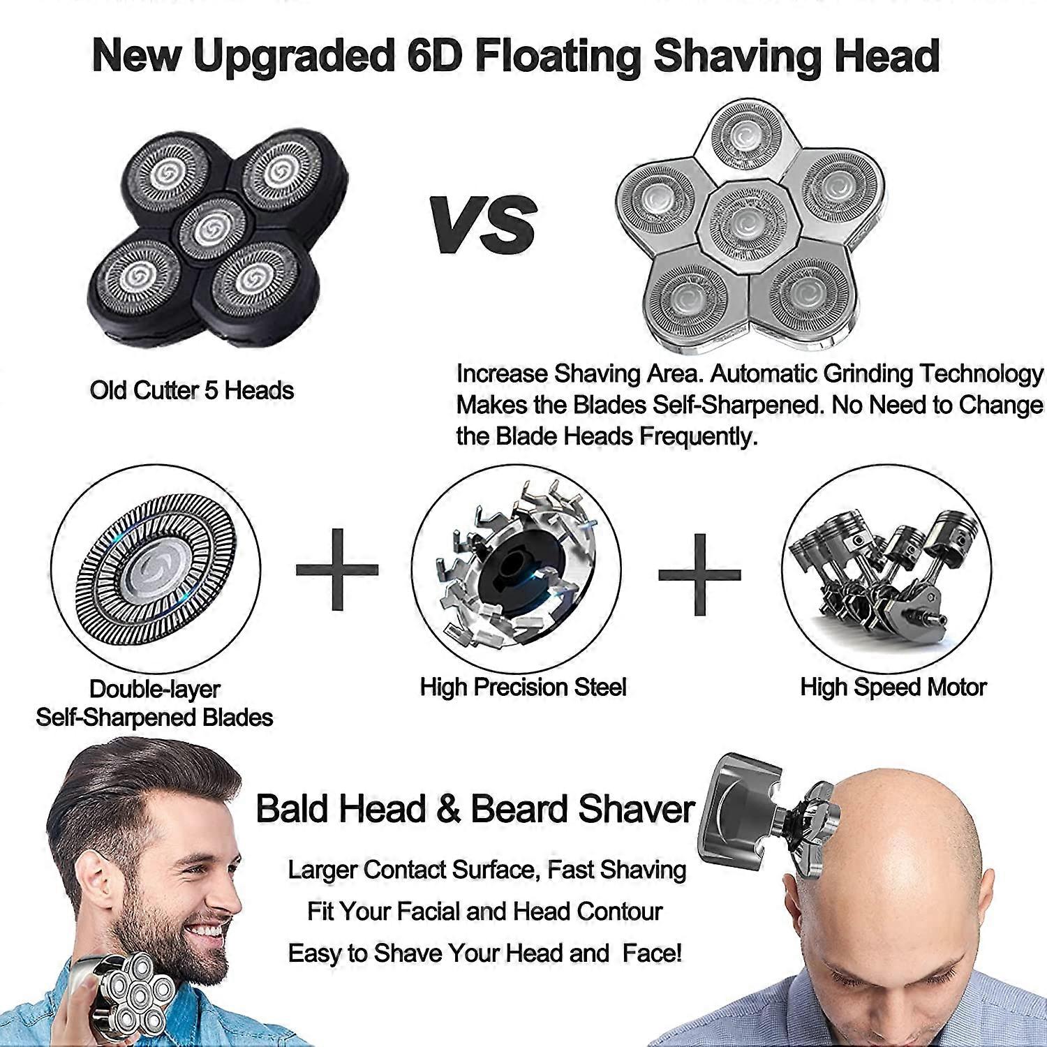 Upgraded Bald Head Shaver for Men, 6 In 1 Head Razor for Bald Men ...