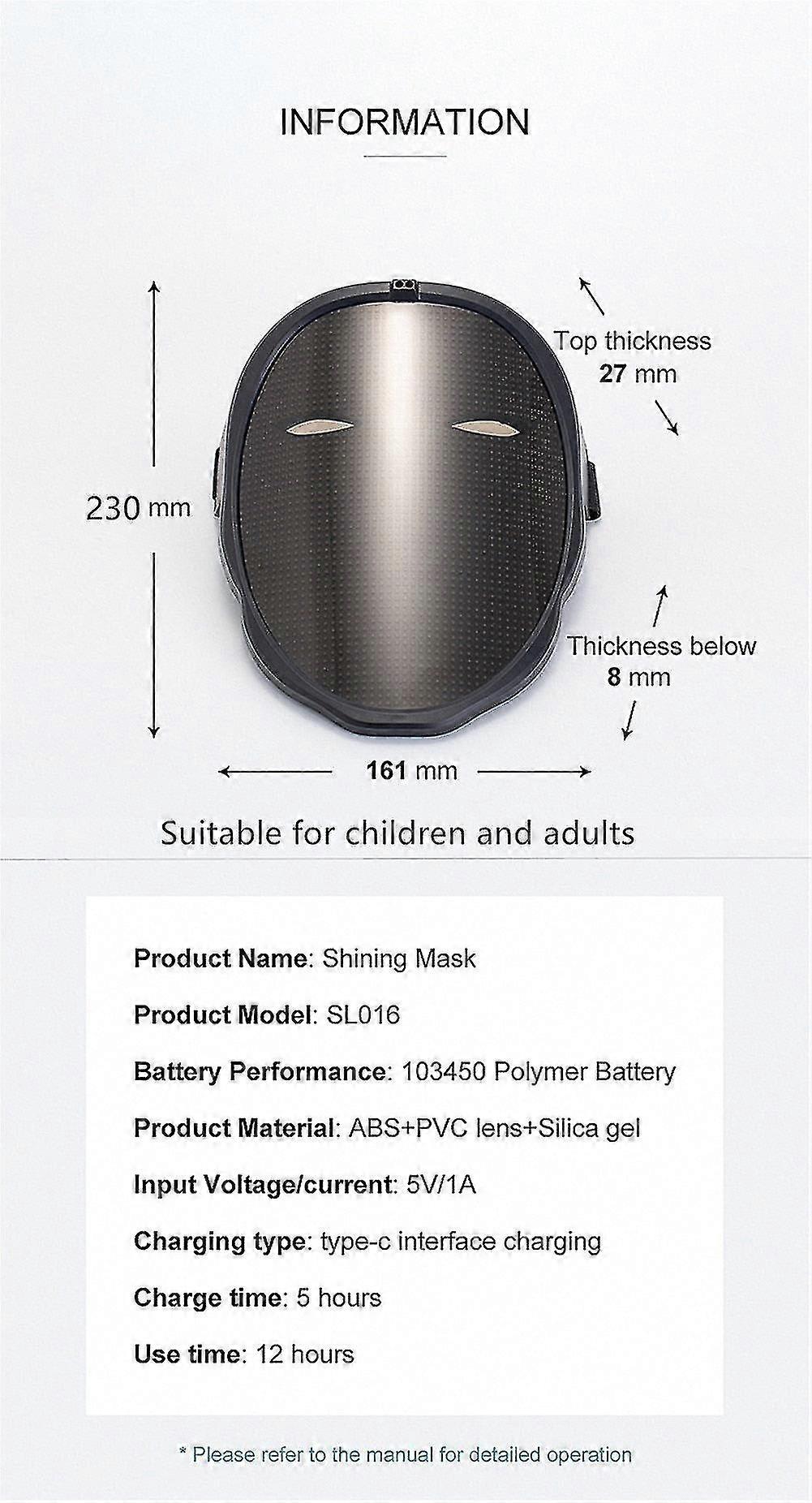 Bluetooth Rgb Light Up Led Mask Diy Picture Animation Text Halloween ...