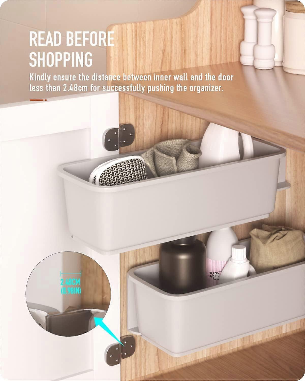 2 Pcs Sliding Basket Cabinet Organizer for Kitchen Bathroom, Drawer ...