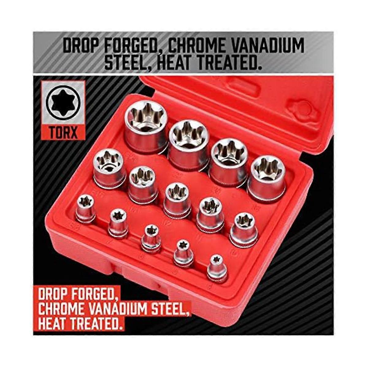 14Piece E-TORX Socket Set Premium Female Torx Socket Set, Star Socket ...