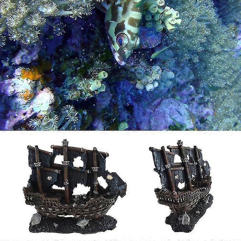 Resin Pirate Ship Decoration, Aquarium Beautification, Fh Tank ...