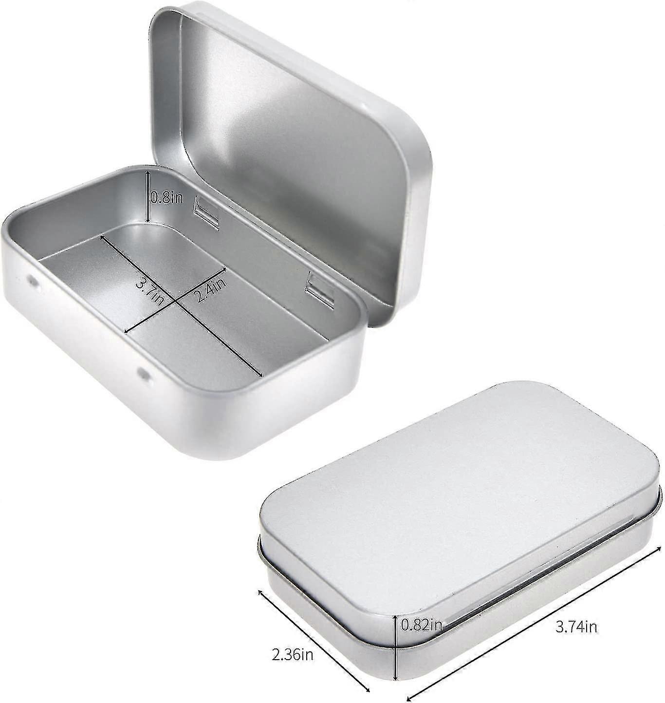 Aleko Metal Rectangular Empty Hinged Tins -20 Pack Silver Mini Portable ...