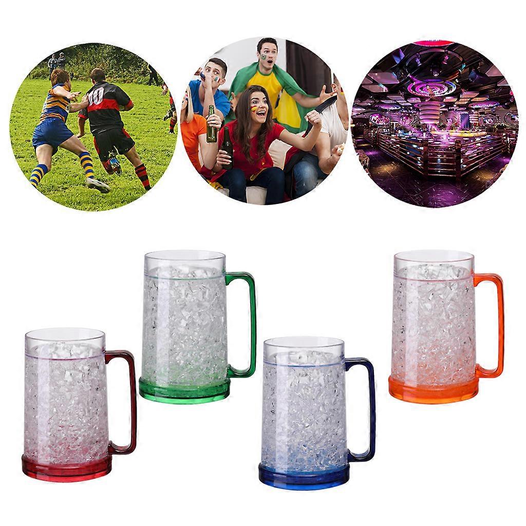 Freezer Ice Beer Mug Double Wall Gel Frosty Beer Cup Drinking Glasses ...