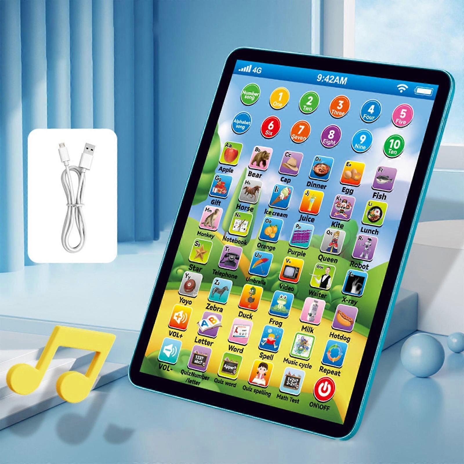 Kids Tablet Boys Learning Pad With LED Teach Alphabet Numbers Math ...