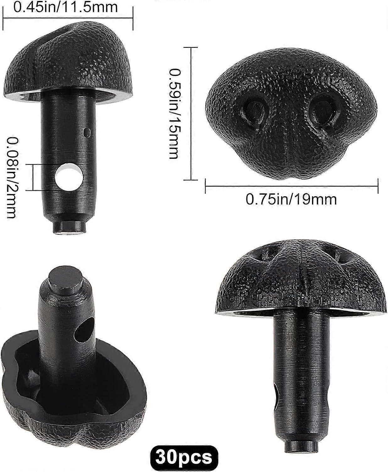 30PCS Large Plastic Matte Safety Noses Crochet Noses Sew Dog Nose Black ...