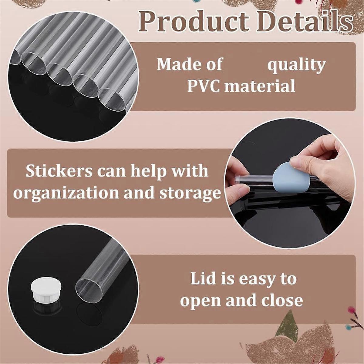 20 Pack Clear Plastic Tube Empty Storage Tubes with Lid 5 Inch Long ...