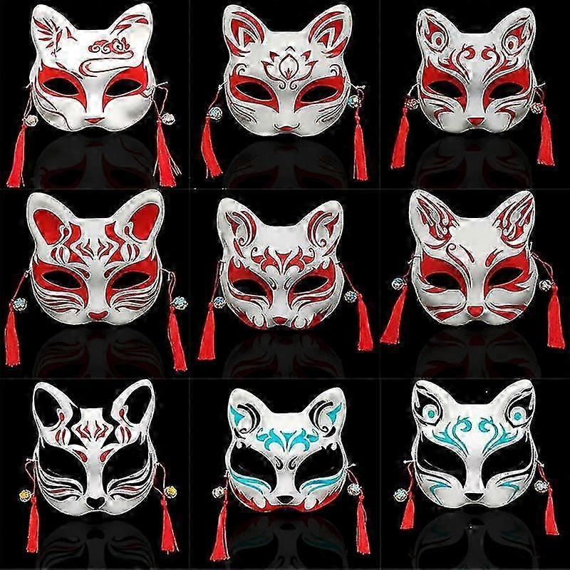 Anime Fox Mask Cosplay Costume Party Prop Hand-painted Japanese Half ...