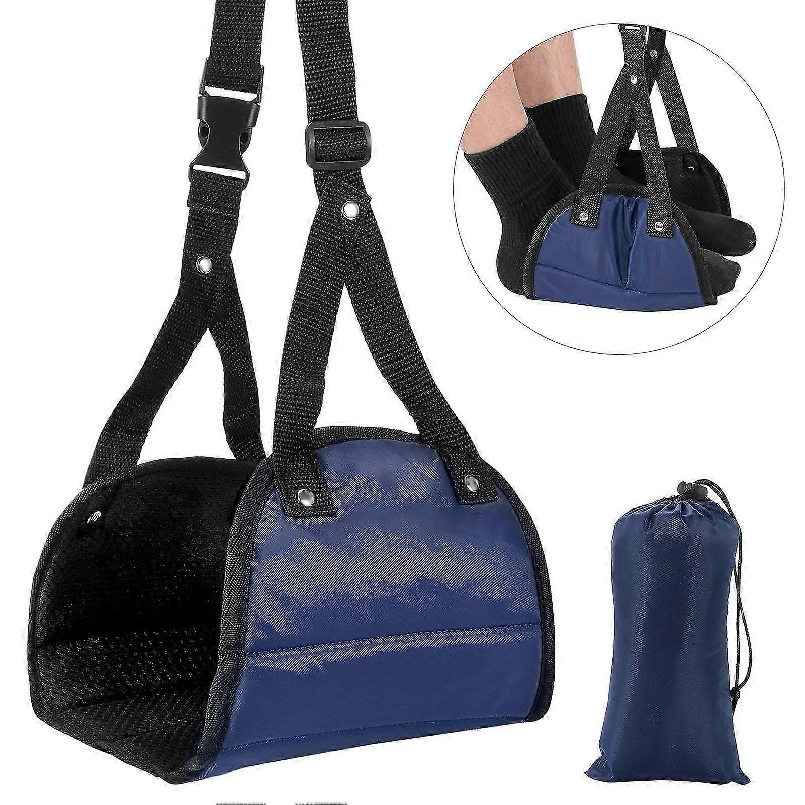 Blue Foot Hammock Airplane Footrest Adjustable Portable Desk Feet ...