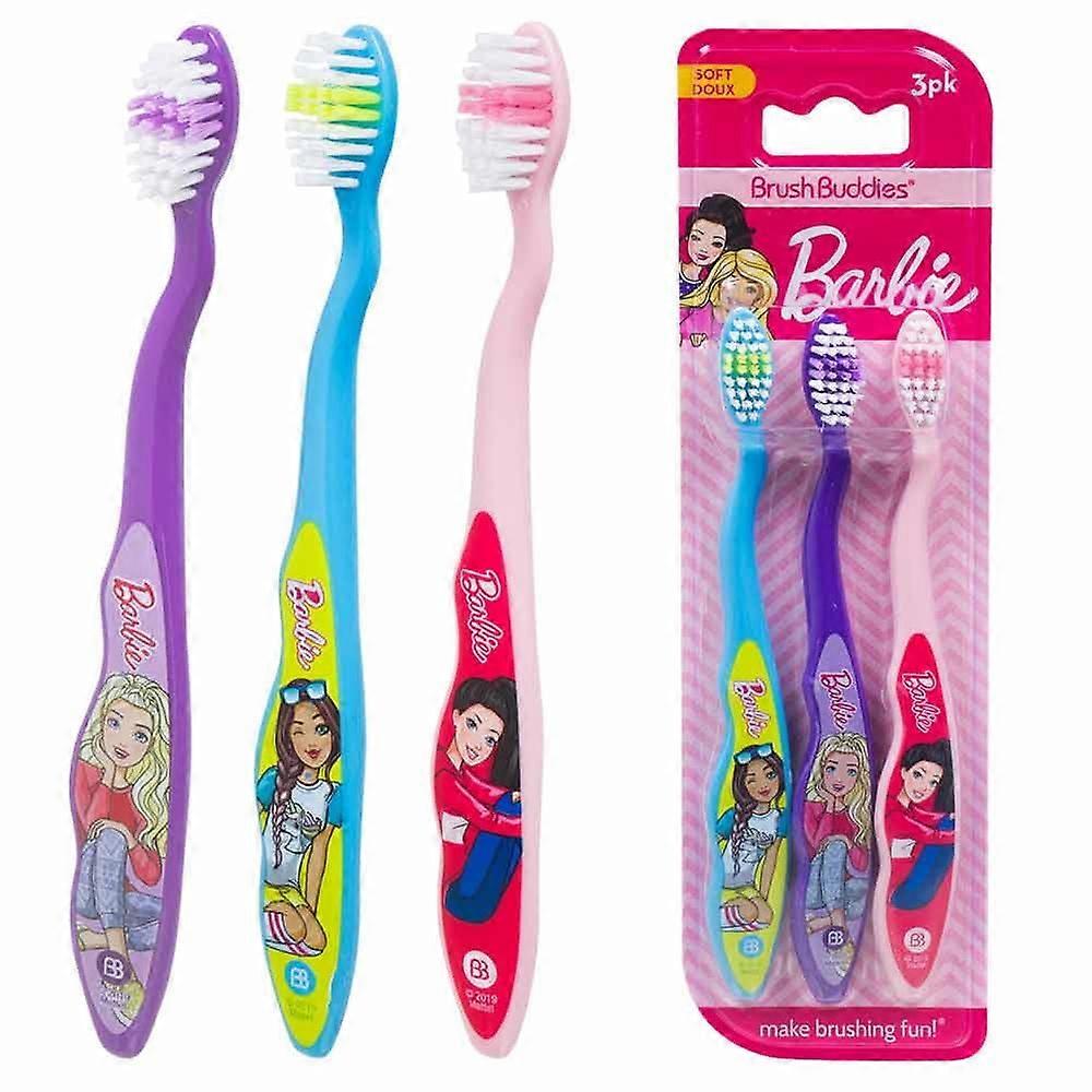 3 Pack Brush Buddies Barbie Toothbrush Soft Bristles Toothbrushes Kids ...