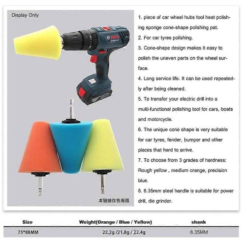 Conical Sponge Buffing Polishing Cone for Automotive Car Tire Hub Care ...