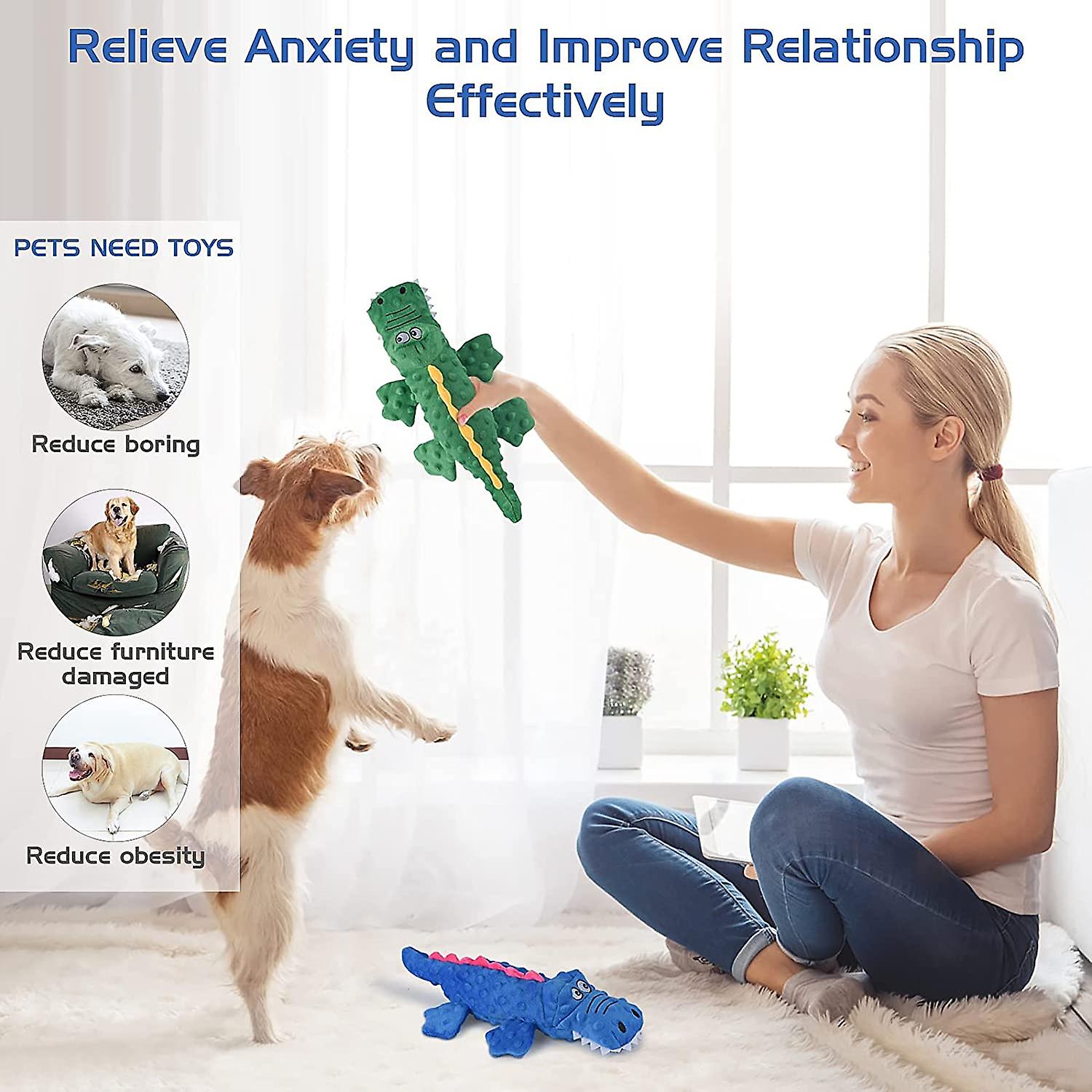 Squeaky Dog Toys, 2 Pcs Durable Dog Plush Toy Squeaky Dog Interactive ...