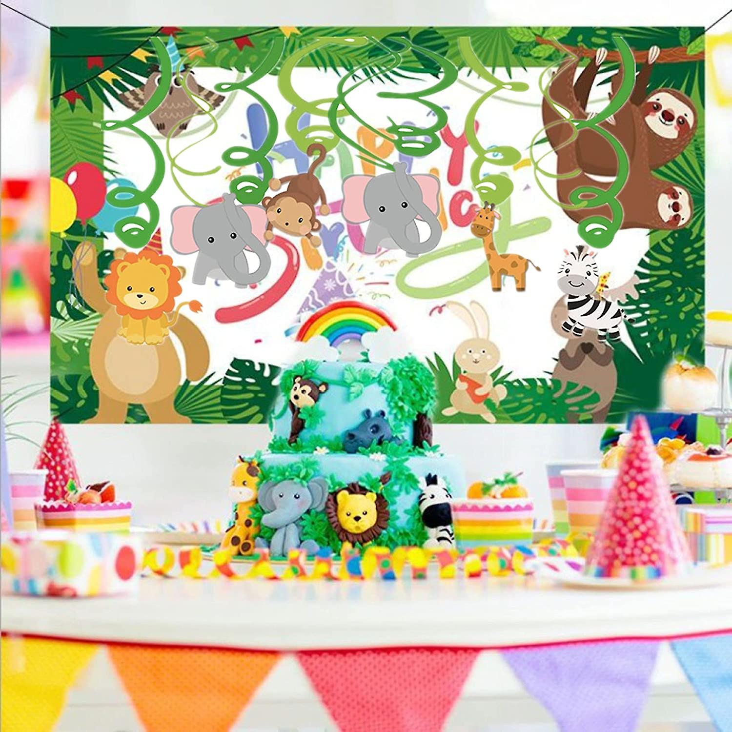 Jungle Safari Animals Party Decorations, Jungle Animals Hanging Swirl ...