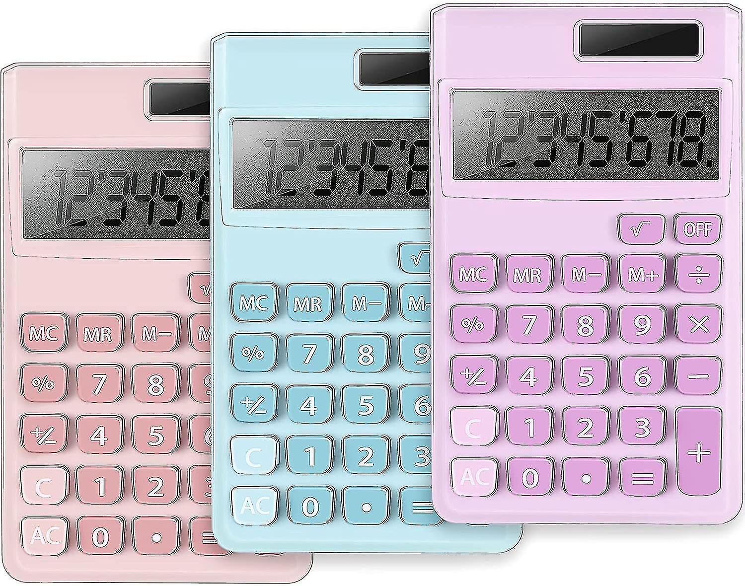 3 Pieces Mini Calculator Pocket Size Calculator Electric Digital ...