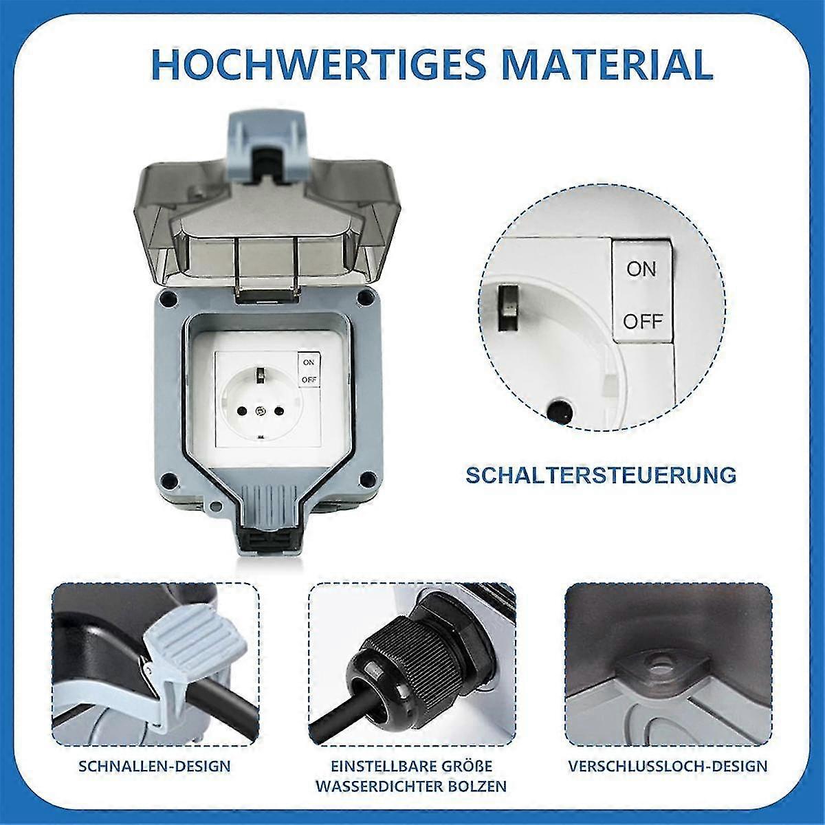 Outdoor Socket Waterproof Socket 1-Way Outdoor Socket IP66 with Switch ...