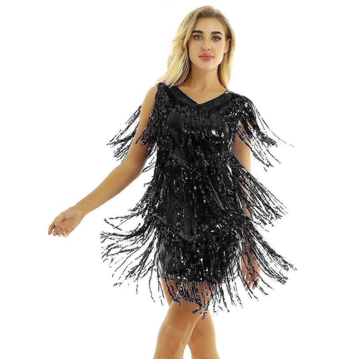 Sequin Tassels Latin Dress Women Sparkling Sequin Tassels Fringe ...