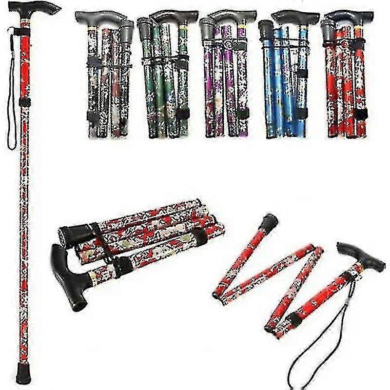 Folding Walking Stick Adjustable Aluminium Floral Walking For Hiking ...