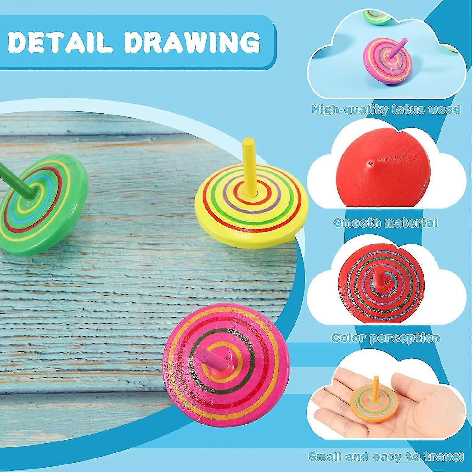 Wooden Spinning Tops, 30 Pieces Spinning Tops Toys for Kids, Mini ...