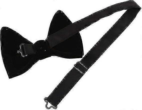BlackMen's Velvet Oversized Bow Tie Solid Color Pre Tied Formal Tuxedo ...