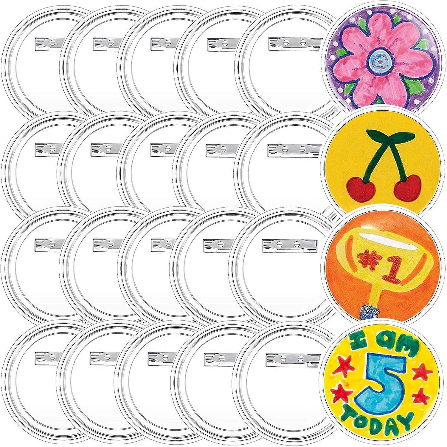 20 Pack Acrylic Button Clear Badges, Handmade Button Badge with Pins ...