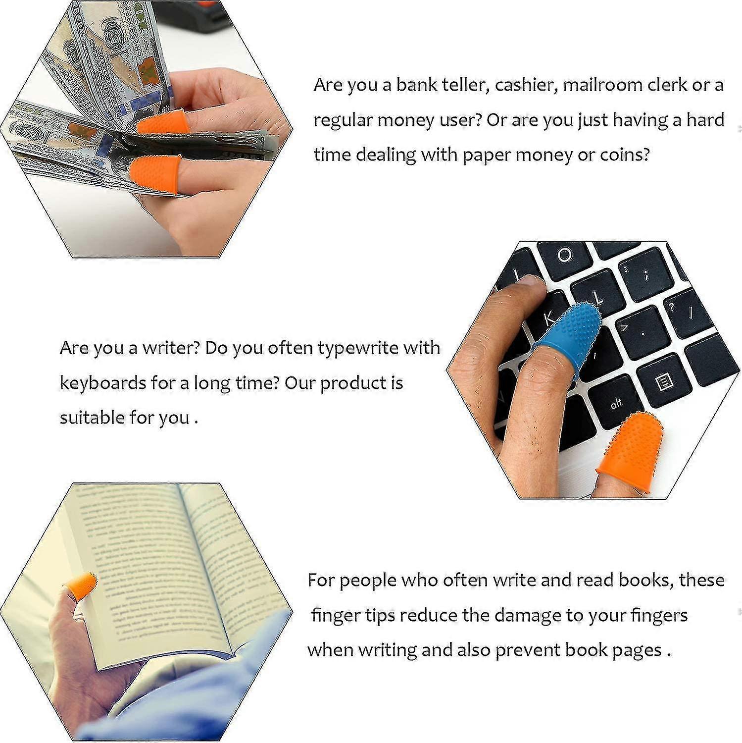 10 Pack Rubber Fingertip Office Rubber Thimble Silicone Thimble Holder ...