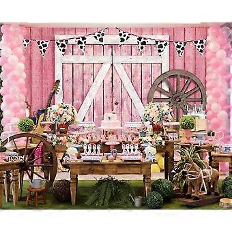 UBIUO 7x5ft Western Cow Photography Backdrop Pink Cowgirl Backdrops for ...