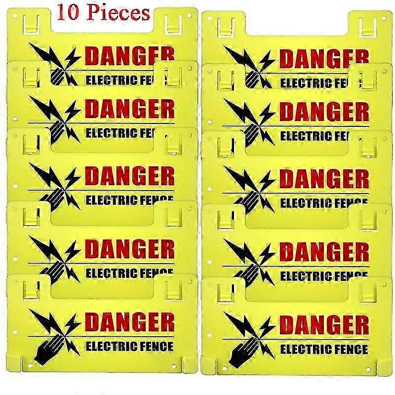 10 Pieces Electric Fence Warning Signs For Farm Home Poultry Goat Horse ...