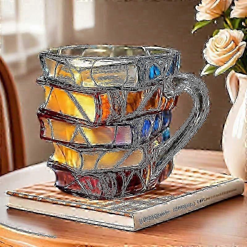 Painted Book Mug, 2025 New 3D Painted Glass Book Mug for Hot Or Cold ...