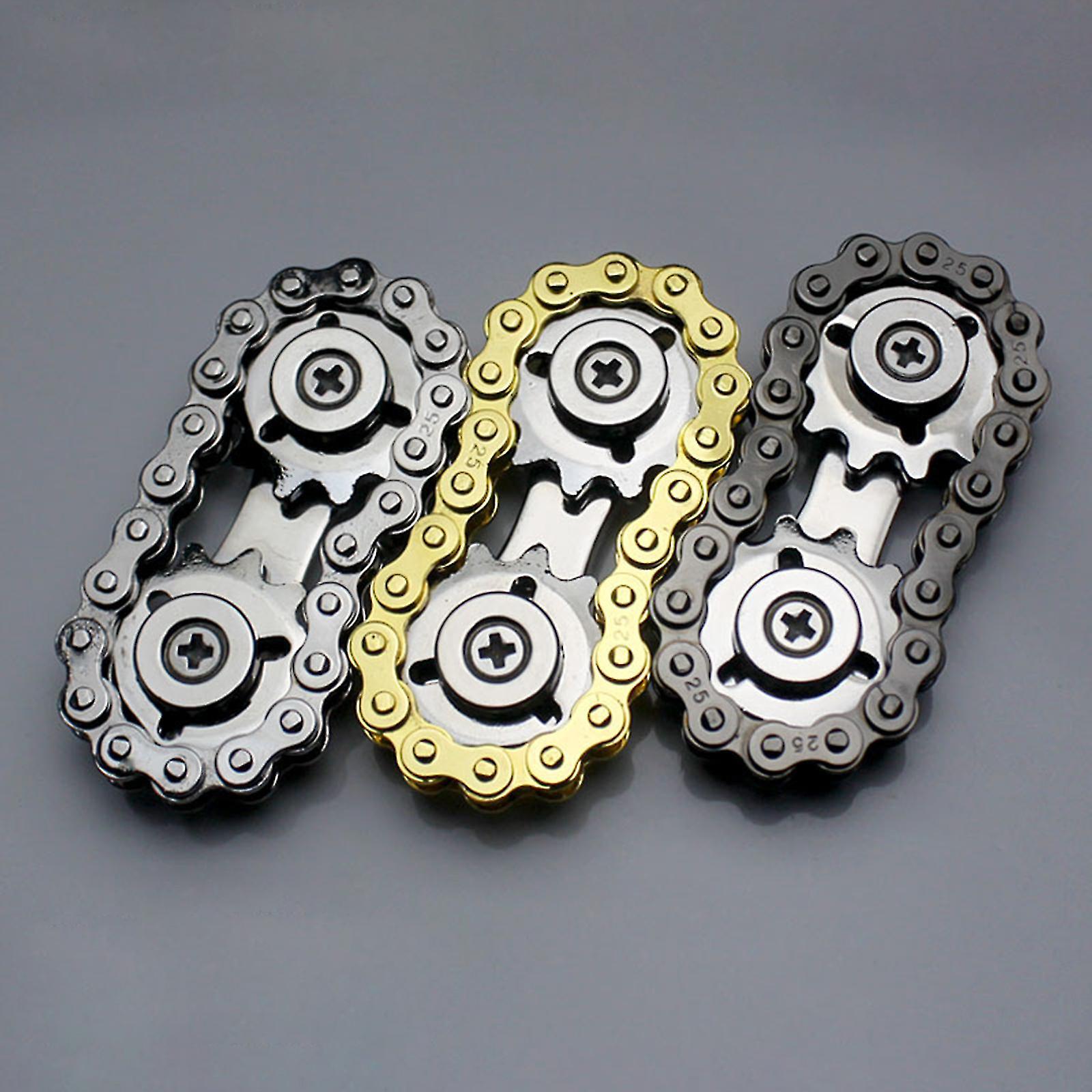 Toy Bike Chain Gear Fidget Spinner Fingertip Gyro Pressure Relief Gold ...