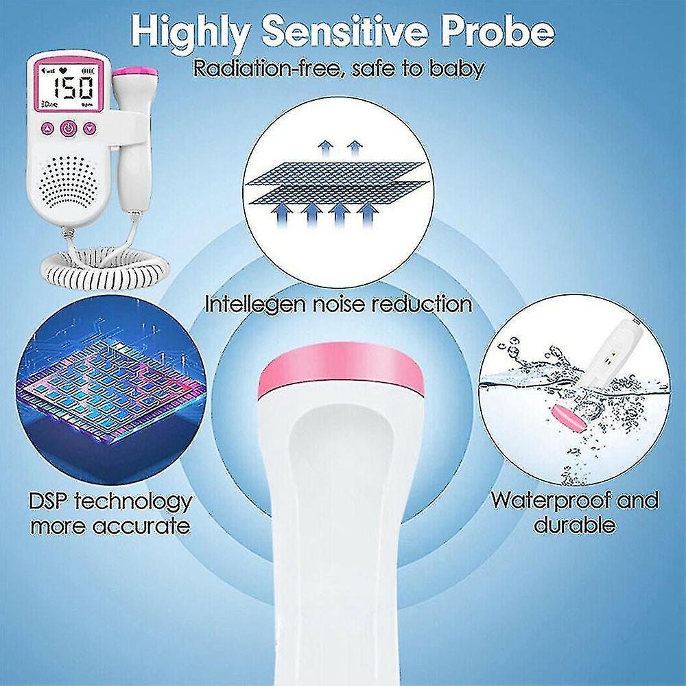 Ultrasonic Fetal Doppler Detect Baby Heartbeat Rate Probe Prenatal ...
