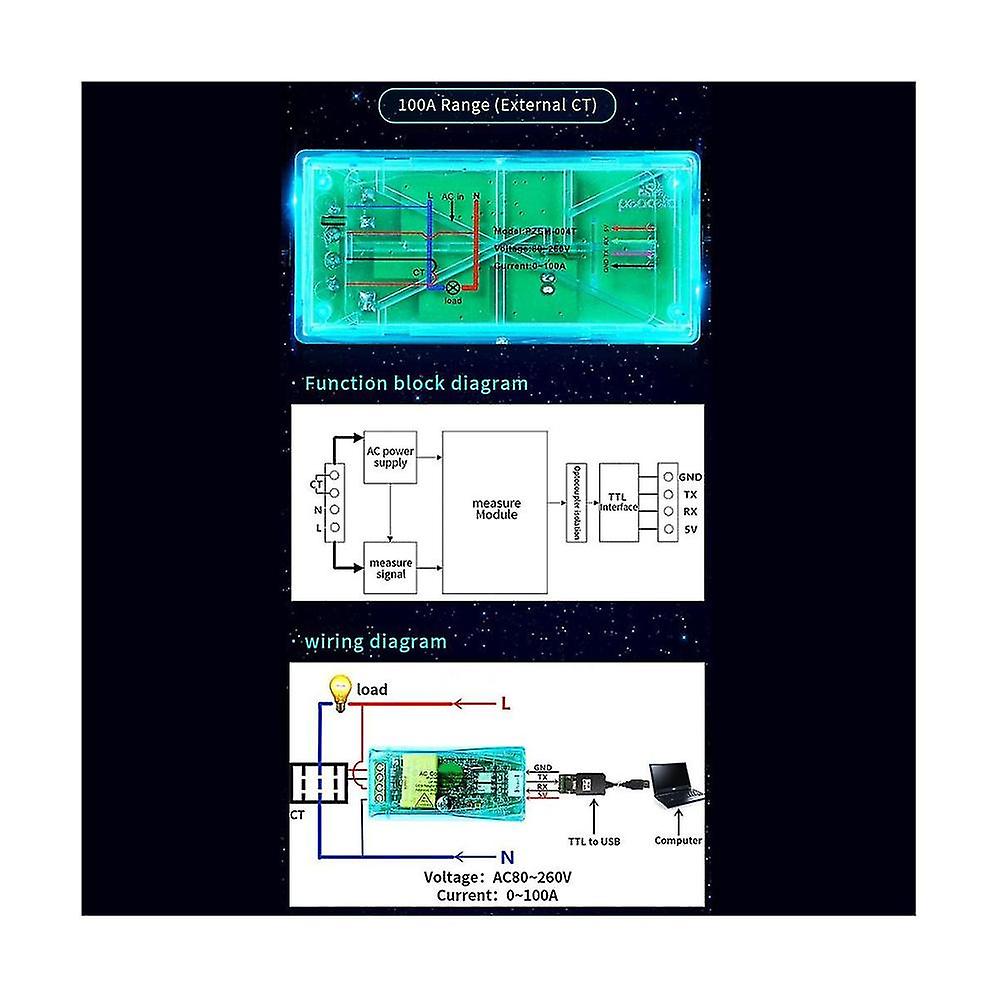 10a Pzem 004t 3.0 Wattmeter Kwh Meter Volt Amp Current Test Module ...