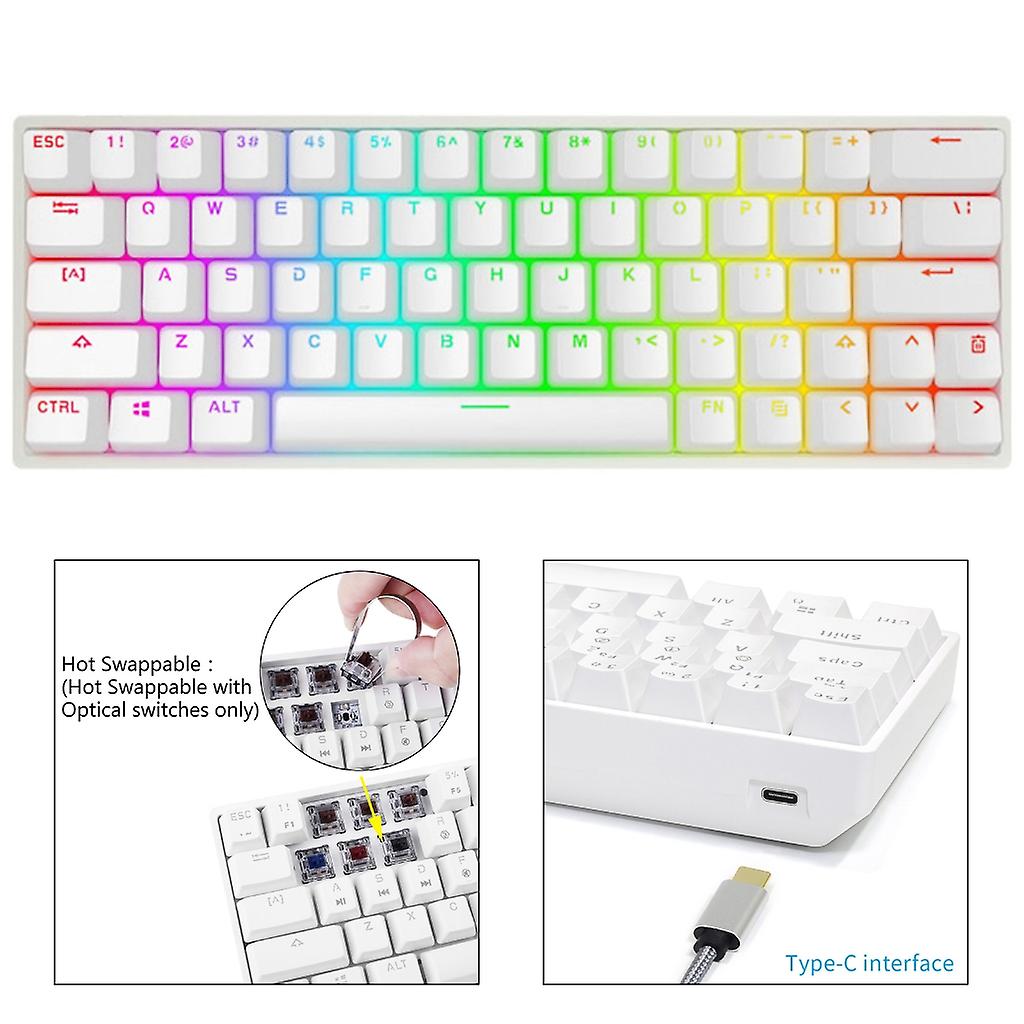 Gk64 Mechanical Keyboard Optical Hot Swappable Programmable Rgb Abs ...