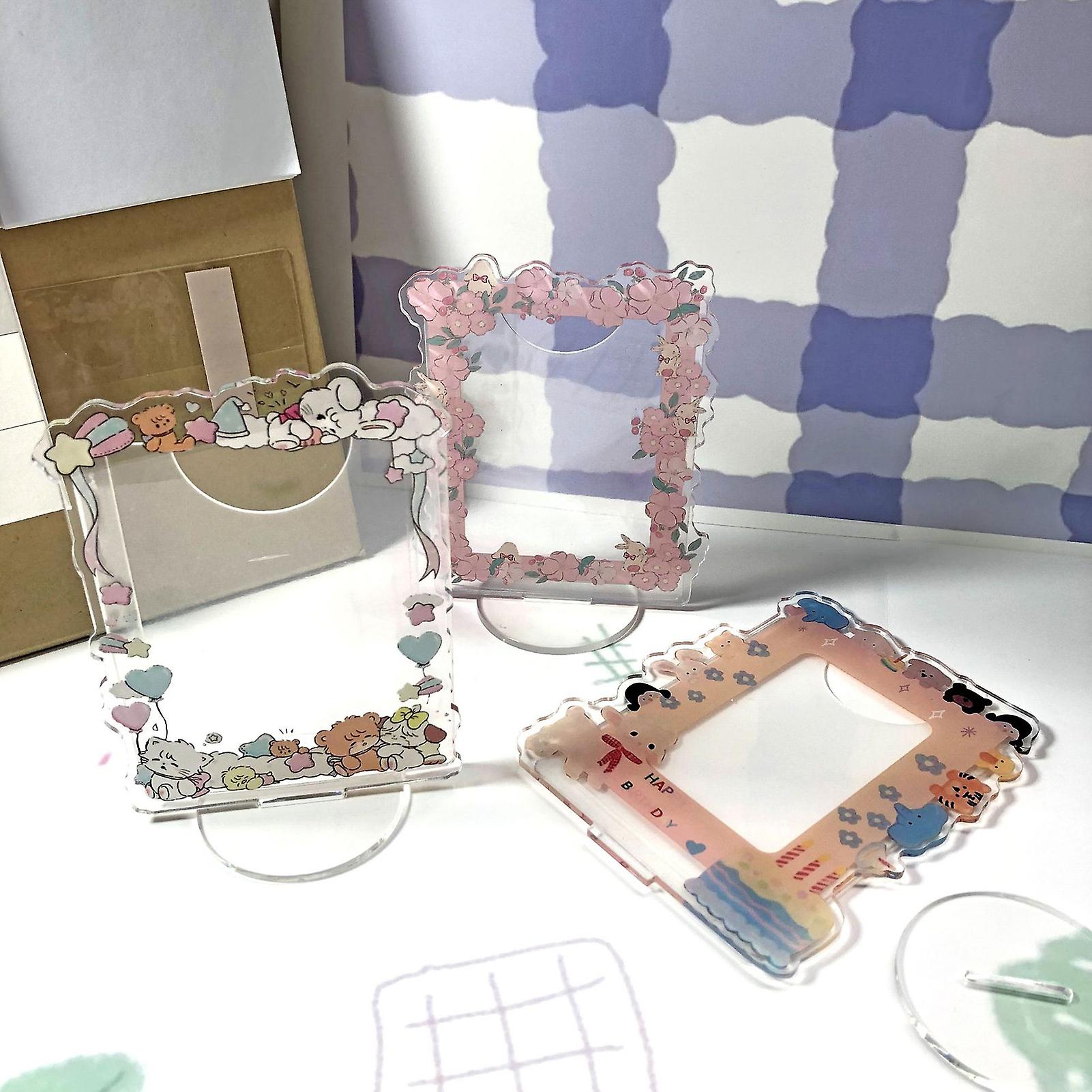 Sign Stand Ornament Irregular Wave Edge Acrylic Flower Pattern ...