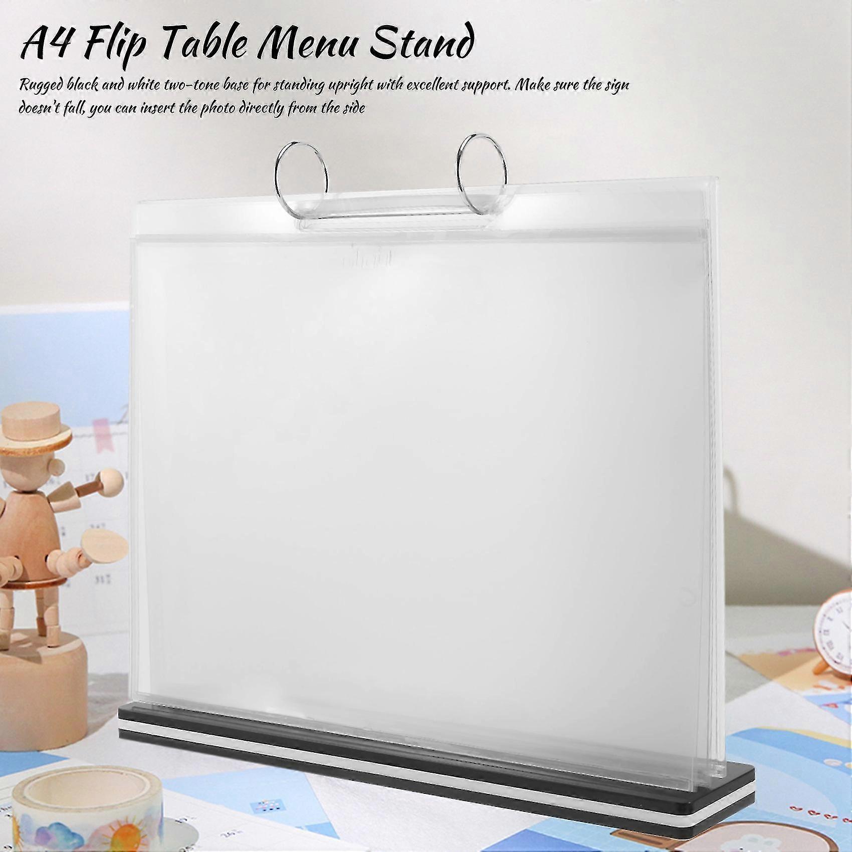 A4 Flip Table Menu Stand Multi-Page Table Card Rack Menu Display Stand ...