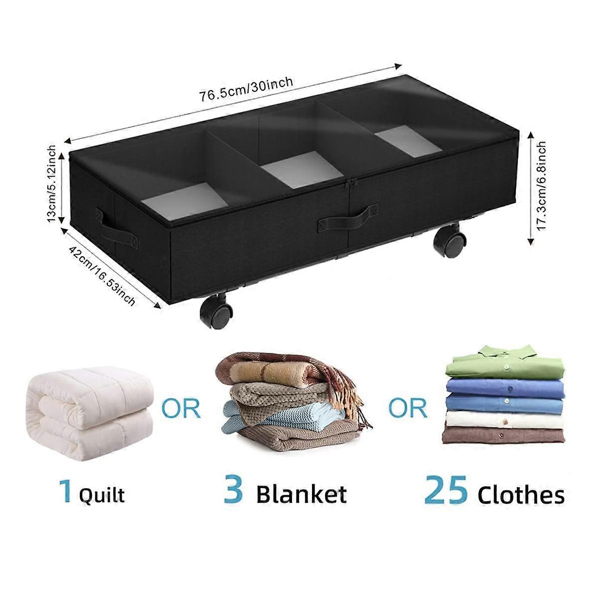 Under-Bed Locker Storage Box with Wheels Bed Bottom Storage Box Storage ...