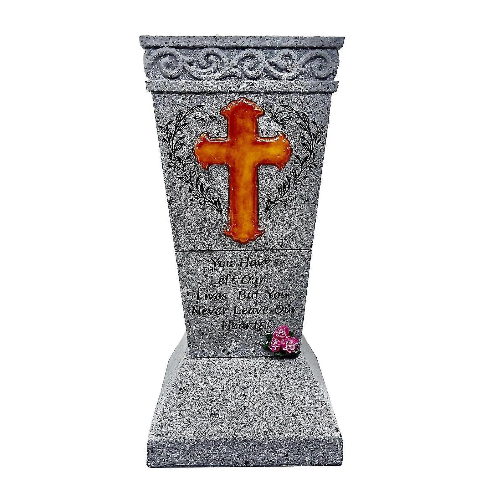 Led Solar Cemetery Vase For Artificial/fresh-flowers Grave Flower Cross ...