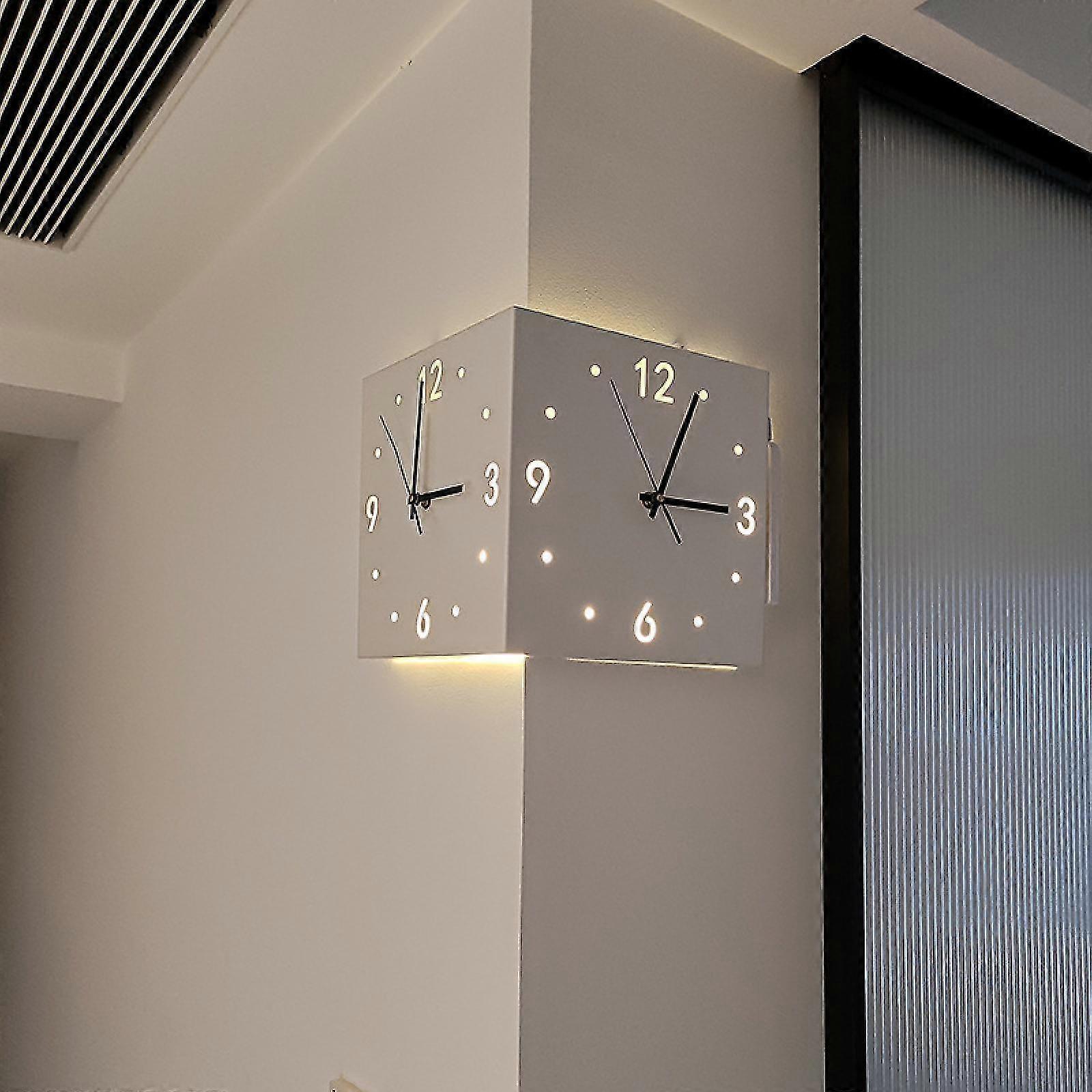 Automatic Induction 3d Double-sided Corner Wall Clock | Fruugo UK
