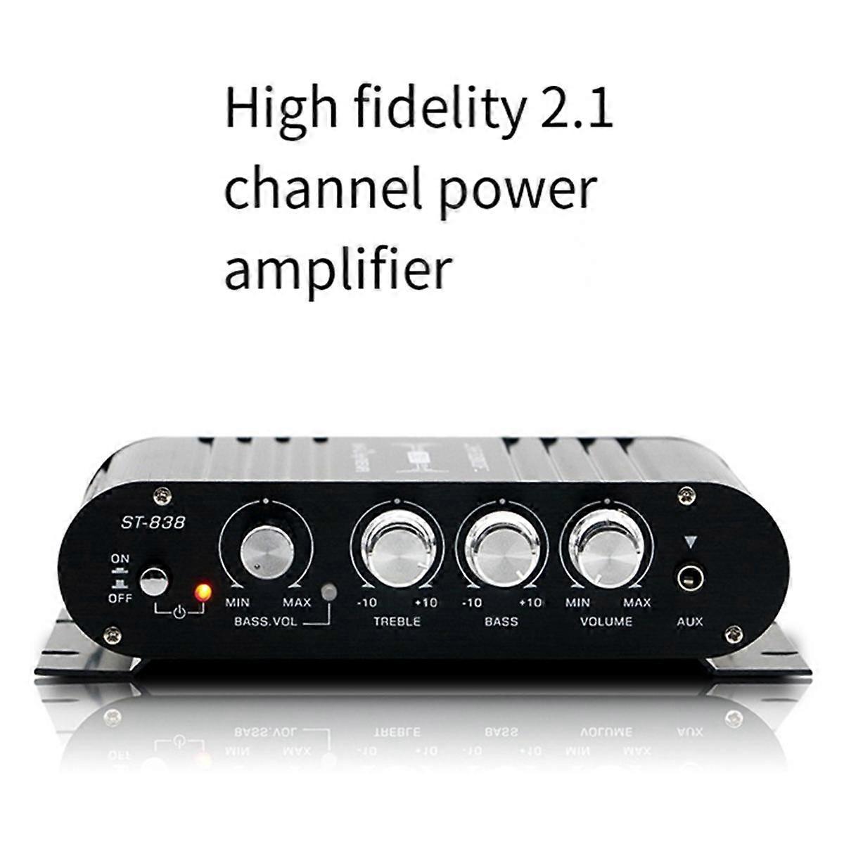ST-838 HIFI Amplifier 2.1 Channel Car MP3 Mini Amp AUX Input High and ...