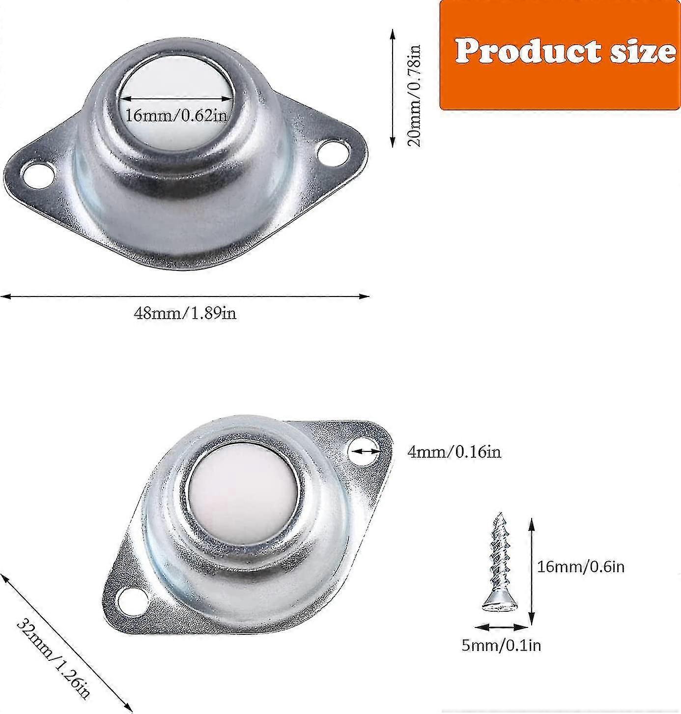 6 Pieces Ball Caster Wheels, Transport Bearing Furniture Rollers, Flat Ball Rollers, Easy ...