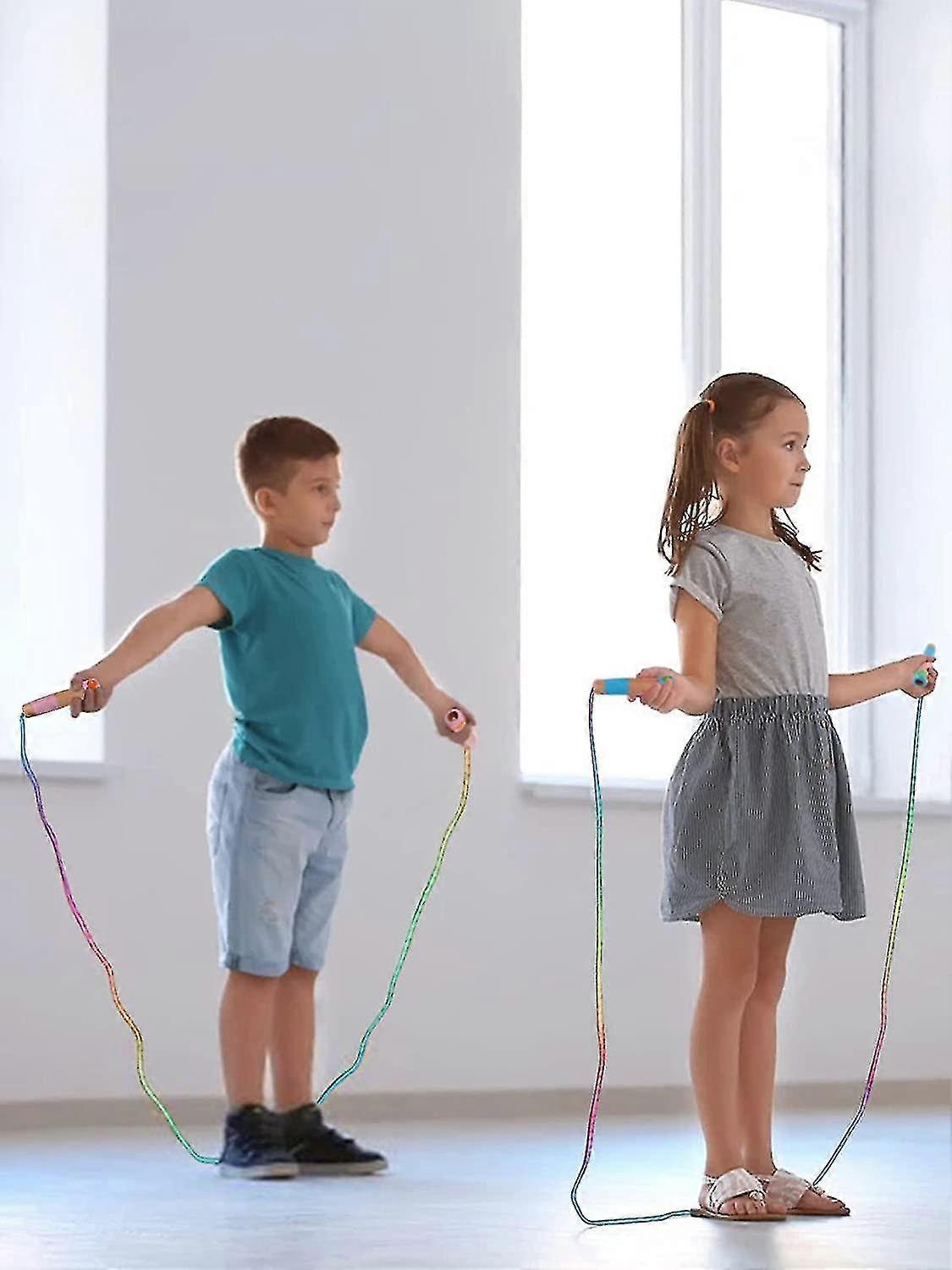 Jump Rope Kids, Children Adjustable Cotton Skipping Rope With Wooden ...