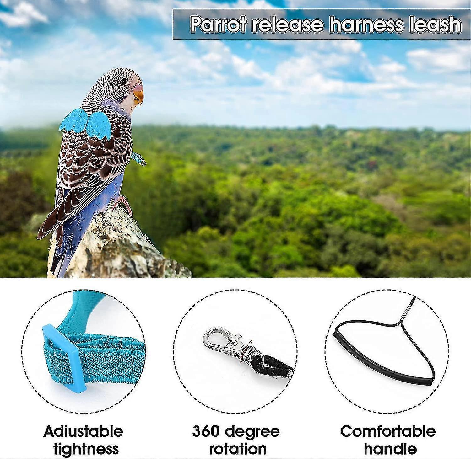 Adjustable Bird Harness With 80 Inch Leash, Outdoor Flying Kit Training ...
