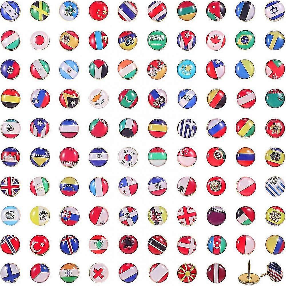 100 Pieces Creative Push Pins National Flag Thumbtack Country Map Push ...